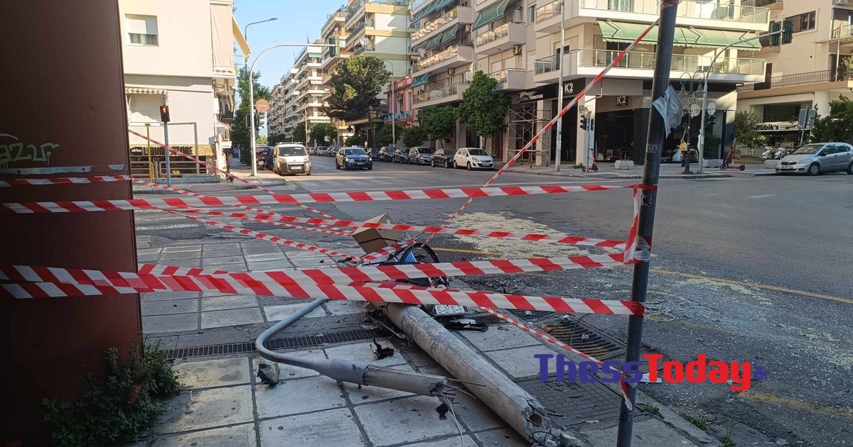 Τροχαίο με δύο τραυματίες στη Θεσσαλονίκη - Αυτοκίνητο έπεσε σε κολώνα ...